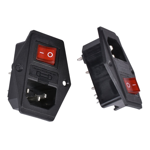 BIQU 15A 250V Rocker Switch Power Socket Inlet Module Plug 5A Fuse Swi ...