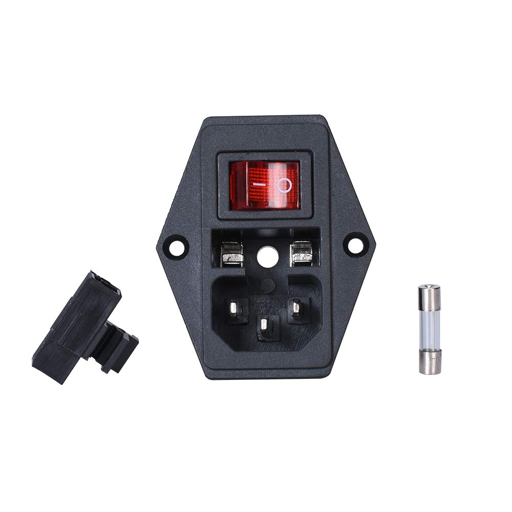 BIQU 15A 250V Rocker Switch Power Socket Inlet Module Plug 5A Fuse Swi ...
